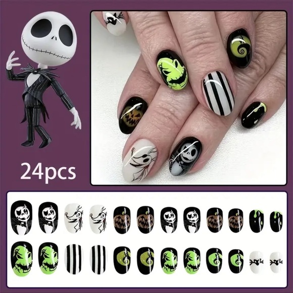 Makeup | 24 Pcs Disney Nightmare Before Christmas Presson Nails Jack ...